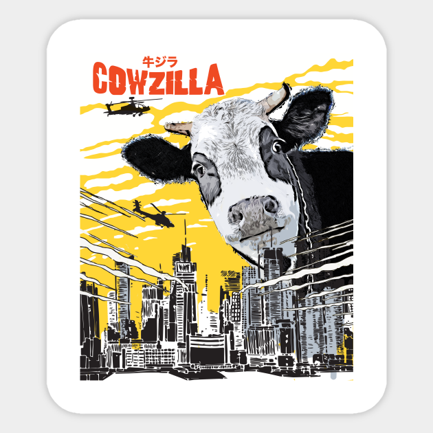 Cowzilla Funny Cow T-Shirt - Gift for Cow Lovers - Cow Lover Gifts - Sticker | TeePublic